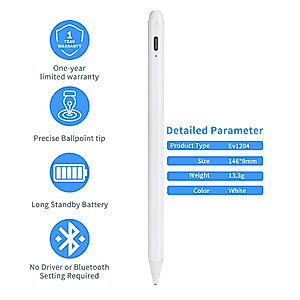 Stylus Pens for Lenovo Yoga Tab Pencil, Evach Capacitive High Sensitivity Digital Pencil with 1.5mm Ultra Fine Tip Stylus Pencil for Lenovo Yoga Tab Pen, White