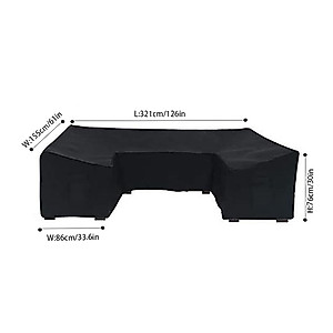 J&C Furniture Covers U- Shape Patio Sectional Covers Waterproof Outdoor Sofa Cover Garden Sofa Cover Furniture Sets protection for Outdoor Furniture Covers