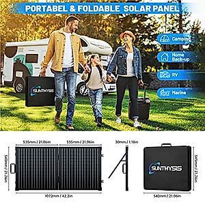 SUNTHYSIS 100W 12V Portable Foldable Solar Panel Kit with 20A PWM Charge Controller + Adjustable Kickstand + Connectors + Suitcase, Starter kit for RV/Camping/Power Station/Smart Phone/Off Grid