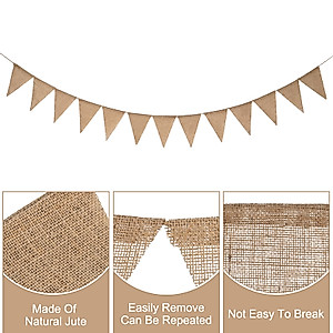 PATIKIL 9.8Ft Cotton and Linen Burlap Banner Triangle Flag, 13Pcs DIY Pennant Banner Hand Painted Decorations for Holiday, Birthday, Wedding, Graduation and Party, Cream