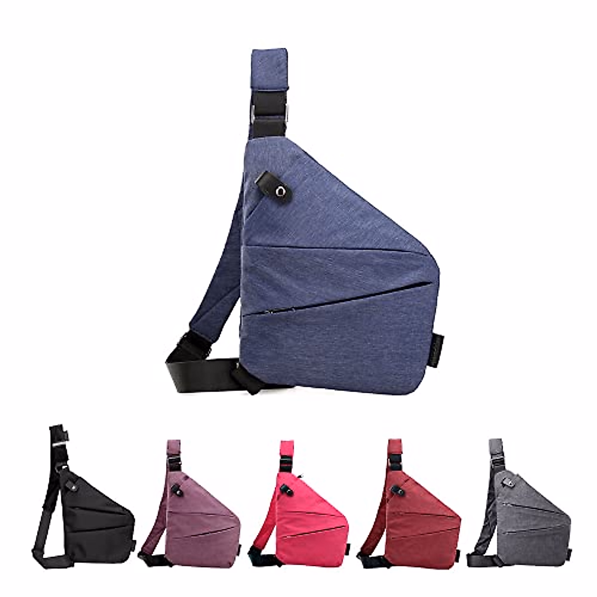 AIIONP 2023 New Personal Flex Bag, Anti-thief Slim Sling Bag Crossbody Backpack, Canvas Casual Daypack Backpacks for Men (Blue, Right)