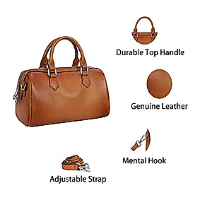 HESHE Genuine Leather Purses for Women Satchel Handbags Designer Ladies Shoulder Bags Cross Body Purse(Sorrel)