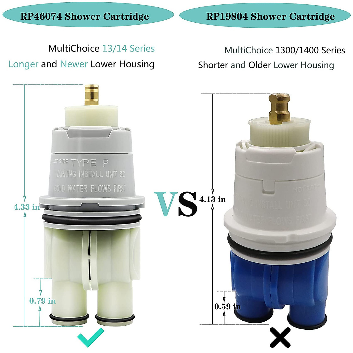 RP46074 Shower Valve Cartridge Assembly Compatible For Shower and Tub 13/14 Series Faucet, Single-handle Valve Cartridge Repair Assembly, Replacement Monitor,2