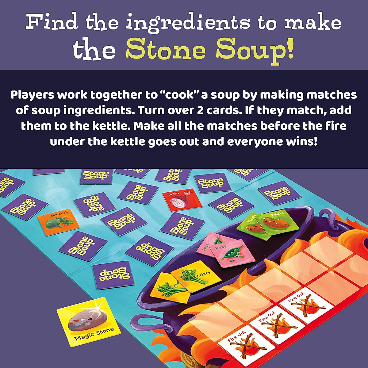 Peaceable Kingdom Stone Soup Cooperative Memory Board Game for Kids