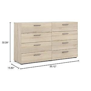 Tvilum 8 Drawer Double Dresser, 15,85" D x 55,12" W x 32,17" H, Oak