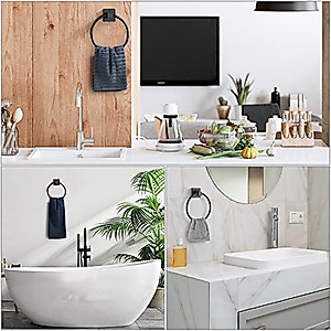 BVL Towel Ring Black, Hand Towel Holder Ring Hanger for Bathroom Kitchen ,Metal Round Towel Holder Wall Mounted Towel Rack,2 Pack 206322