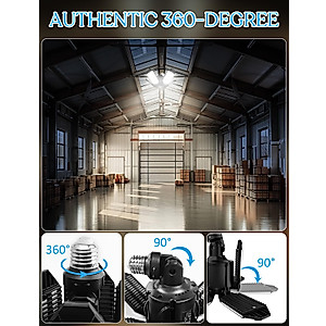 GHUSTAR LED Garage Light, 2 Pack Total 24000Lm Screw in Rotatable LED Shop Light for Barn Ceiling, Shed Angled Roof 6500K Bright Basement Lamp Fit for E26 Bulb Socket for Workshop, Attic, Utility