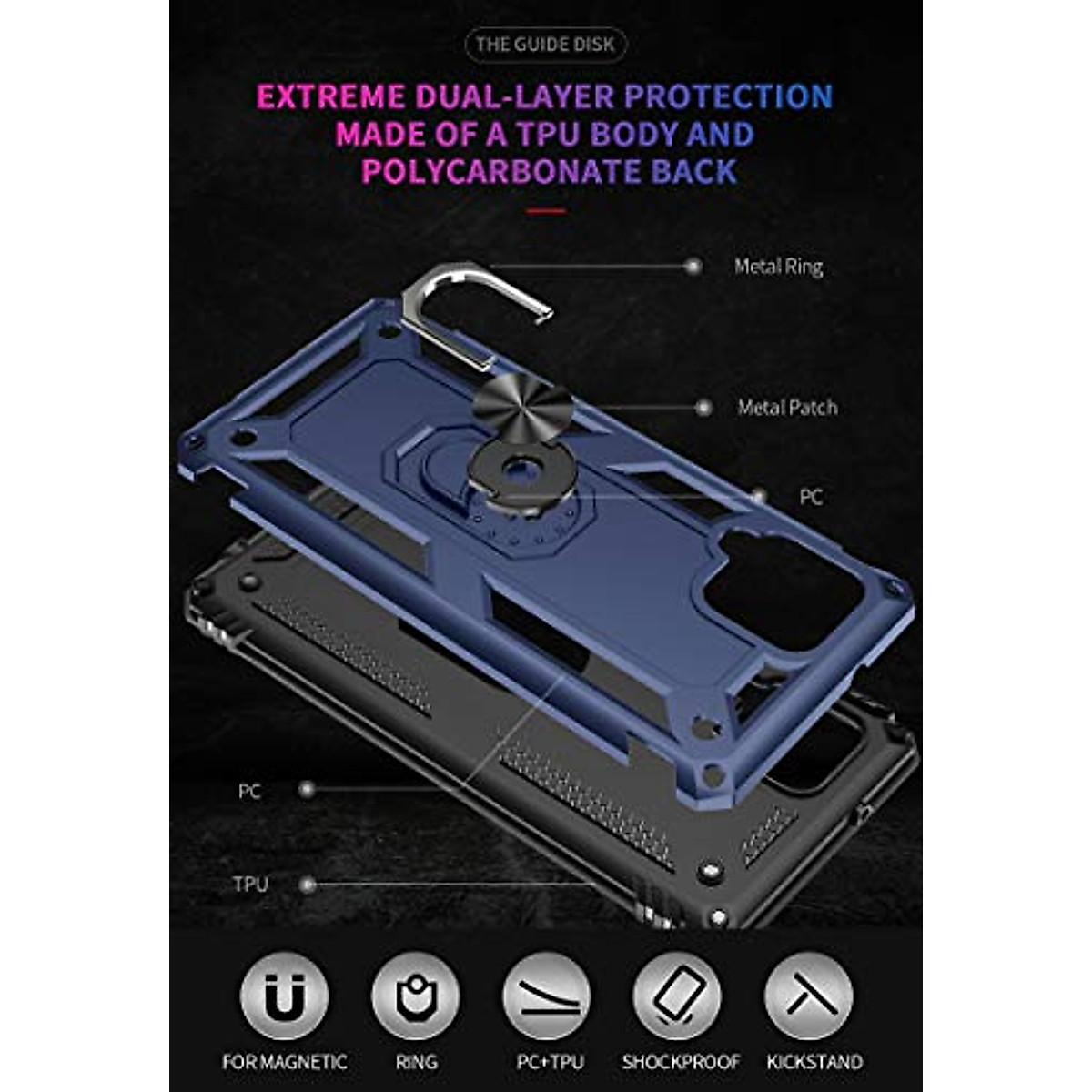 SKTGSLAMY Samsung A42 5G Case,Galaxy A42 5G Case,with Screen Protector,[Military Grade] 16ft. Drop Tested Cover with Magnetic Kickstand Car Mount Protective Case for Samsung Galaxy A42 5G, Blue