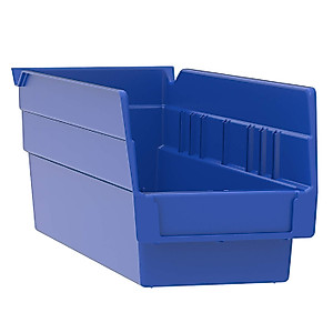 Akro-Mils 30150 Plastic Nesting Shelf Bin Box, (12-Inch x 8-Inch x 4-Inch), Blue, (12-Pack) & 30120 Plastic Nesting Shelf Bin Box, (12-Inch x 4-Inch x 4-Inch), Blue, (24-Pack)