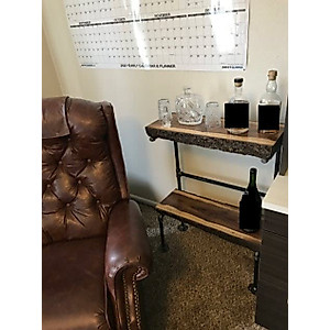 2 Tier Black Walnut Rustic Bar Cart