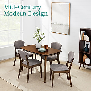 Best Choice Products 5-Piece Dining Set, Compact Mid-Century Modern Table & Chair Set for Home, Apartment w/ 4 Chairs, Padded Seats & Backrests, Wooden Frame - Light Gray/Walnut