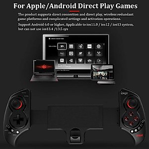 ipega PG-9023S Mobile Game Controller, Wireless 4.0 Gamepad PUBG Trigger Mobile Phone Telescopic Controller Joy Stick for iPhone Compatible with 5-10" iOS(iOS 11-13.3)/Android Phone PC Tablet TV Box