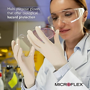 MICROFLEX 10-754 Daily Defense Disposable Latex Gloves for Cleaning, Food Prep, First Aid - Small, Natural (Box of 100)