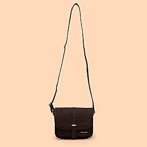 ESTALON Crossbody Bags for Women - Real Leather Multi Pocket Travel Purse and Sling Bag (Mocha)