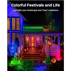 JACKYLED Solar Spot Lights Outdoor, Color Changing Spotlight RGB Landscape Spotlights Waterproof, Solar Lights for Yard/Garden/Walkway/Christmas, 6 Modes Auto On/Off 2 Pack