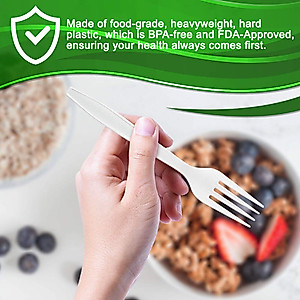 400 Pack Extra Heavyweight Disposable White Plastic Forks - Heavy Duty White Cutlery-Utensils, Parties, Dinners, Catering Services, Family Gatherings