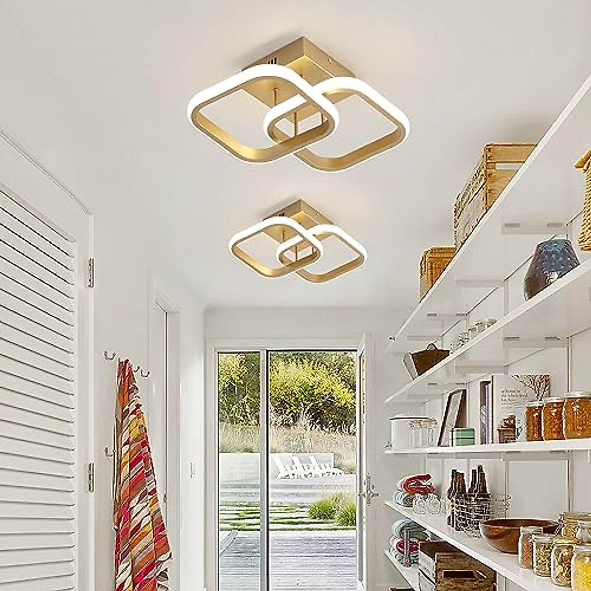 AMZASA Gold Hallway Light Modern LED Ceiling Light Mini Close to Ceiling Lamp for Balcony Corridor Closet Bedroom Bathroom Kitchen 4000K Neutral Light