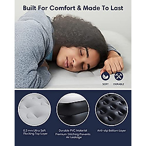 OlarHike Inflatable King Air Mattress with Built in Pump,18"Elevated Durable Air Mattresses for Camping,Home&Guests,Fast&Easy Inflation/Deflation Airbed,Black Family Blow up Bed,Travel Cushion,Indoor