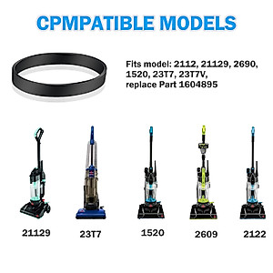 Vacuum Belts Replacement for Bissell PowerForce Compact Lightweight Upright Vacuum Cleaner Belts Replacement Belts Compatible Models: 3508,2112, 21129, 2690, 1520, 23T7,Replace Part 1604895