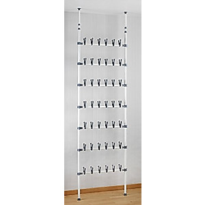 WENKO Telescopic Atlas Free Rack, Organizer, Storage, Shelf, Shoe Stand (W x H x D): 26.97 x 39.37-118.11 x 3.35 in, White, Dimensions (W x H x