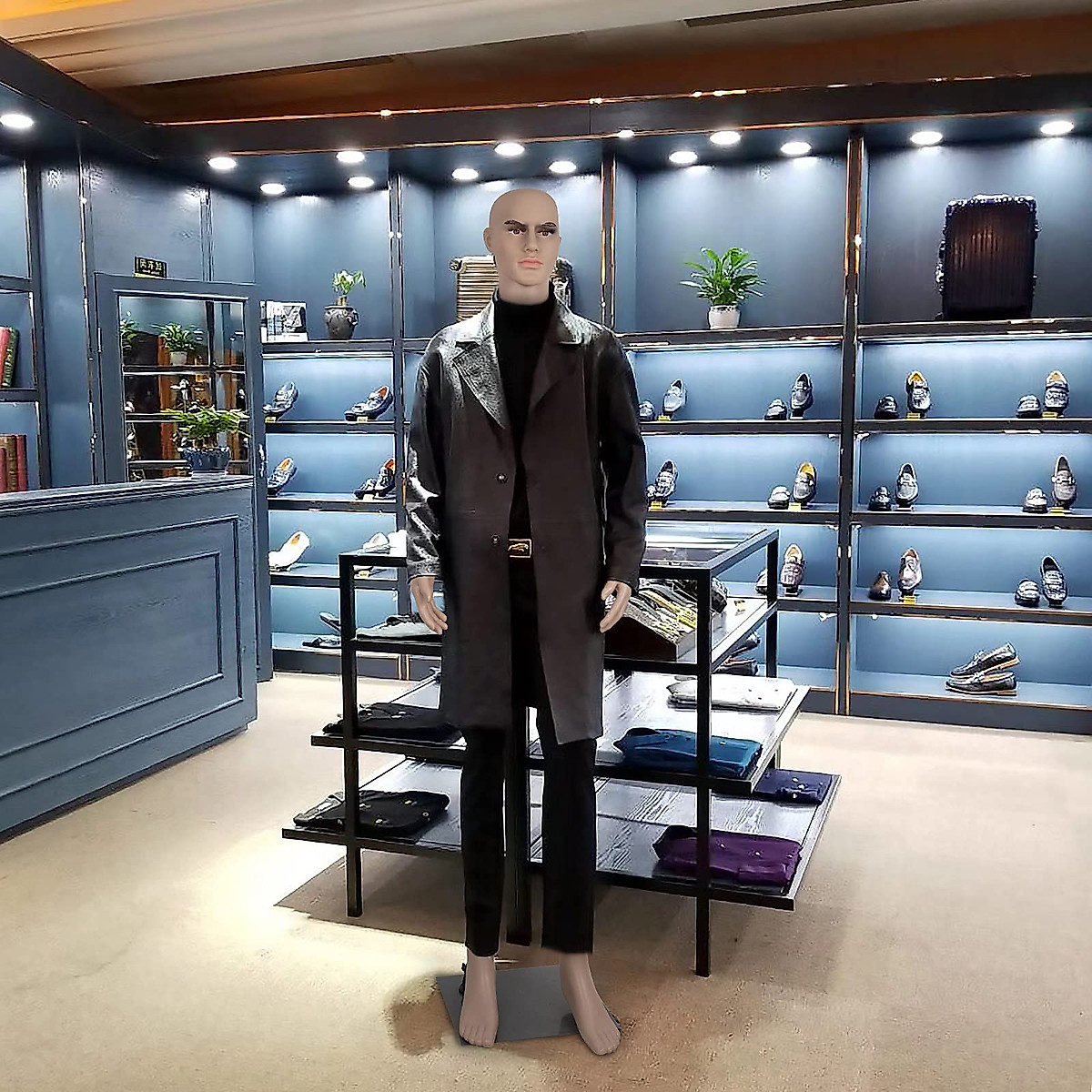 Male Mannequin Full Body Sewing Dress Form Model Mannequins Torso 73 Inches Adjustable Manikin Body Clothing Realistic Men Mannequin Display Head Arm Rotation Metal Base