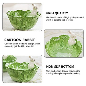 Rabbit Pattern Bowl Easter Candy Bowl Cute Cabbage Shaped Bowl Cartoon Ceramic Bowls Salad Bowls Soup Bowls Rice Bowls Snack Appetizers Nut Dish Easter Table Decor Gift