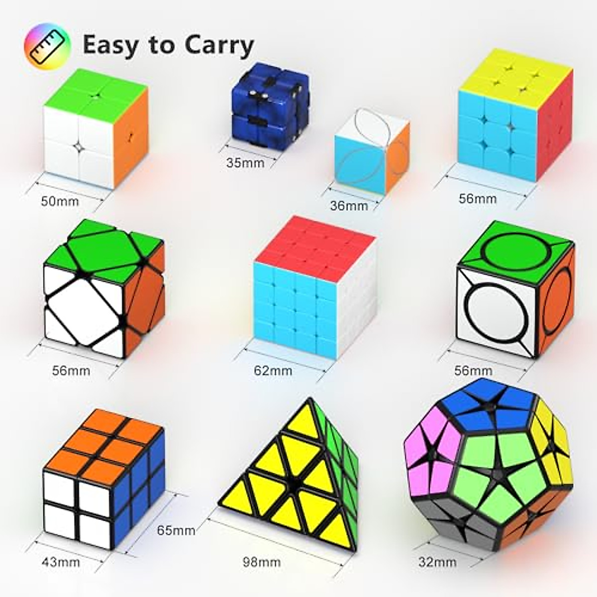 Vdealen Speed Cube Set, Magic Cube Pack of 2x2 3x3 4x4 2x2x3 Pyramid Skewb Dodecahedron Six Spot Infinite Ivy Puzzle Cube Bundle, Christmas Birthday Party Toy Gifts for Kids Teens Adults (10 Pack)