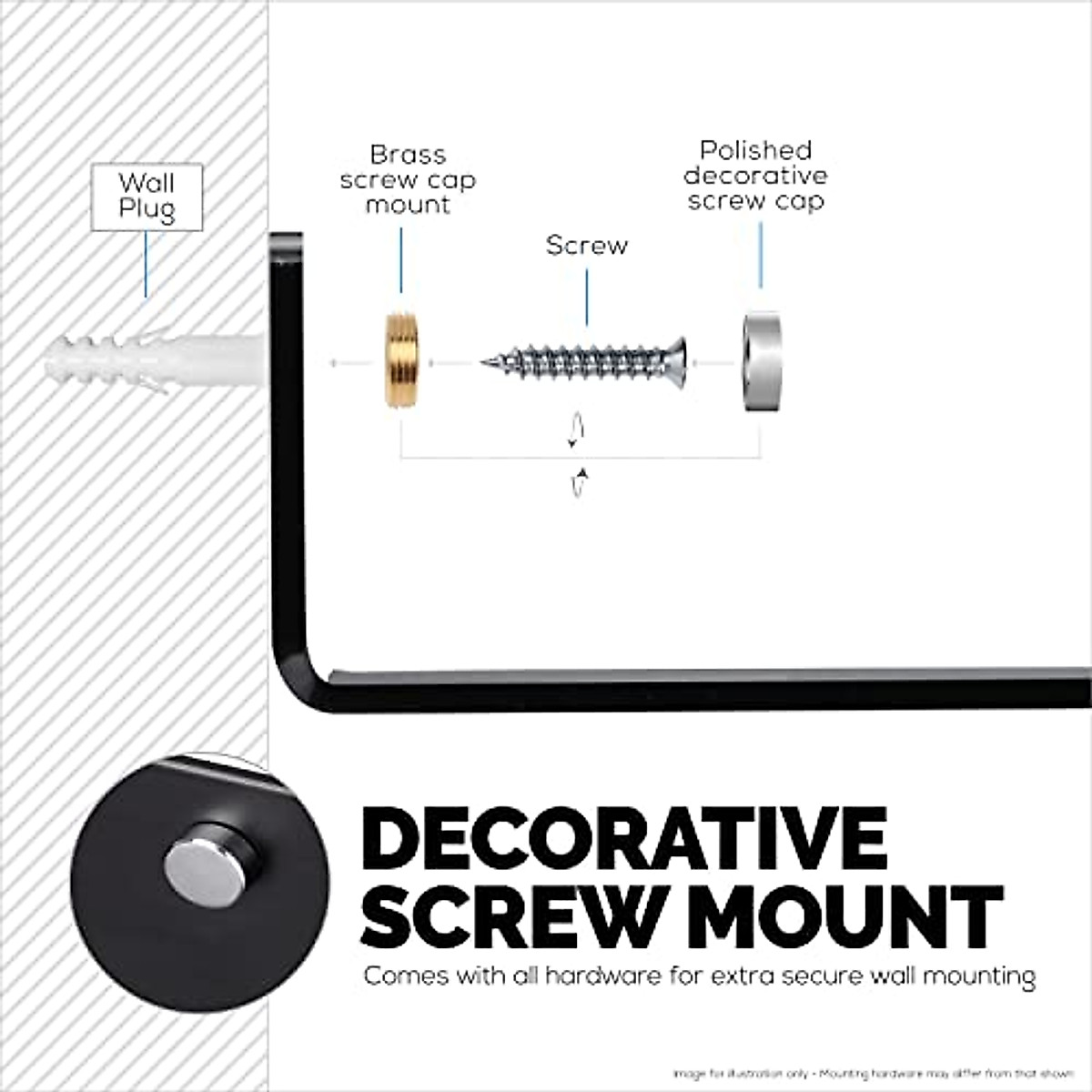 BRAINWAVZ 2-Pack 15" Floating Acrylic Wall Shelf for Speakers, Books, Decor, Plants, Cameras, Photos, Kitchen, Bathroom, Routers & More Universal Small Holder Shelves (Black)