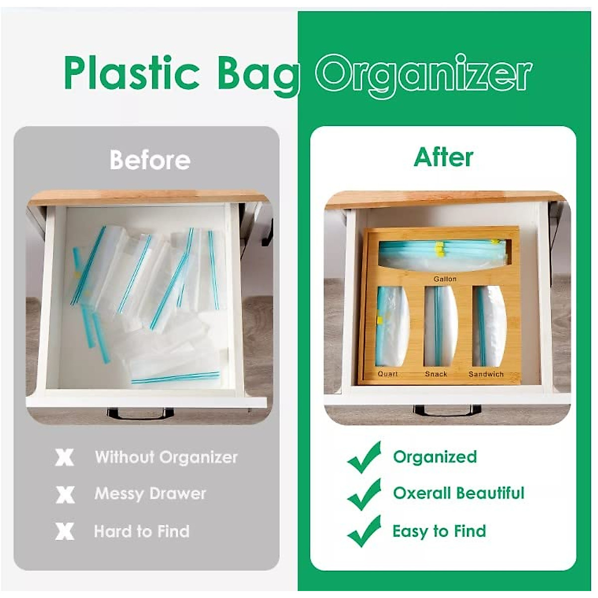 Ziplock Bag Storage Organizer (Black)