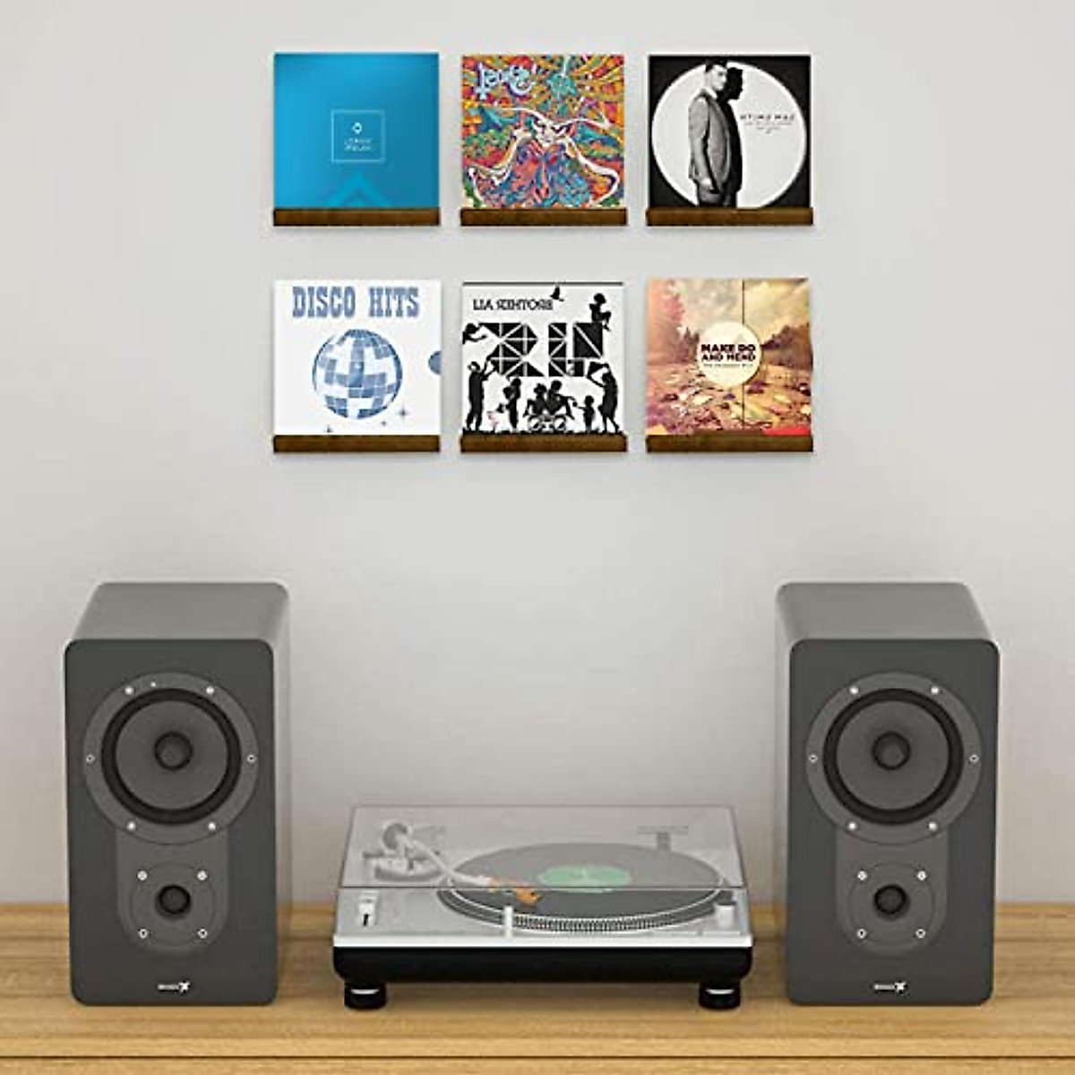 Record Wall Mount - Solid Wood Elegant Display Record Shelf Holder - Solid Wood Floating Album Shelf Storage Match for Office Home Decor Yuans