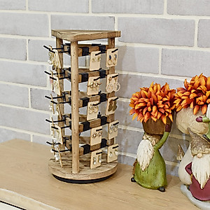 Ikee Design Wooden Rotating Jewelry Display Stand Tower With 30 Removable Hooks,Spinning Earring Card Storage Display Holder Stand for Store,Showcase,Tradeshow and Home,Oak Color