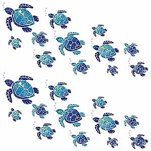 24 Pieces Sea Turtle Wall Decals Ocean Bathroom Decor Stickers Beach Sea Turtle Wall Stickers Waterproof Turtle Bubbles Ocean for Kids Home Bathroom Living Room Toilet Nursery Pool Party Decoration
