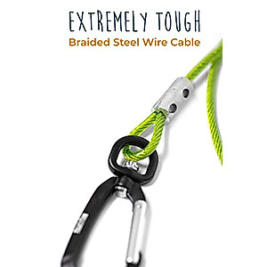Mighty Paw Chew Proof Dog Leash - Six Foot Metal Cable Lead, Non Chewable Braided Cord with Padded Handle. Chew Resistant, Great for Large Dogs and Teething Puppies (Green)