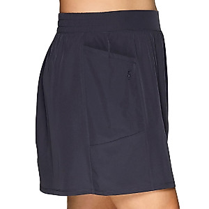 RBX Active Women's Plus Size Skort, Stretch Woven Golf/Tennis/Pickleball Skirt with Attached Bike Short, Zipper Pocket S21 Charcoal 1X