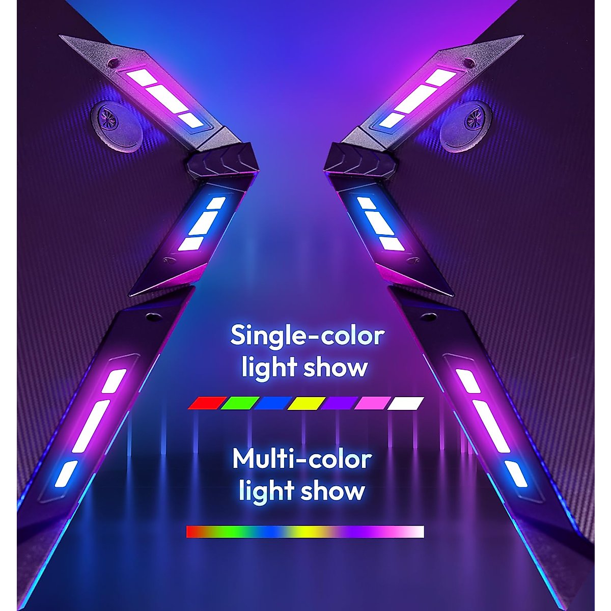 Dowinx Gaming Desk with LED Lights, RGB Gaming Computer Table with Carbon Fibre Surface, LED Home Office Desk with Remote Control, Pc Workstation with Cup Holder and Headphone Hook, Black