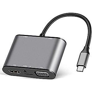 ZPLJ High-Speed 8-in-1 USB C Adapter with 4K HDMI VGA USB C Power Delivery Audio 2 USB 2.0 and 1 USB 3.0 Ports Support TF Card Reader Compatible Portable (Color : Gray, Size : 2.7x1.9x0.7inch)