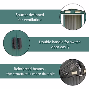Kinfant Outdoor Storage Garden Shed - 6 x 4 Feet Utility Tool Shed Metal Shed with Vents