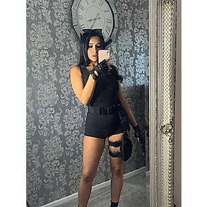 XXTAXN Women's Sexy One Piece Sleeveless V Neck Tank Top Rompers Short Bodycon Jumpsuit Black