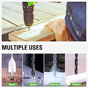 Greenworks 60 Piece Black Oxide Drilling and Driving Bit Set with Modular Case for Wood, Metal, Plastic, and Masonry,3X Longer Life,135° Split Point,Precision-Milled