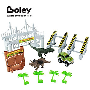 Boley Dinosaur Adventure Road Creators Playset - 142 Track Pieces and 11 Additional Pieces - Dinosaur Track, Battery Powered Car, and Dinosaurs Included - Perfect Construction Dinosaur Action Playset
