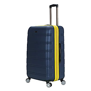 Rockland Melbourne Hardside Expandable Luggage with Spinner Wheels, Navy, Checked Large 28"