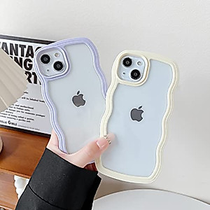 Caseative Cute Curly Wave Frame Shape Shockproof Soft Compatible with iPhone Case (White,iPhone 13 Pro)