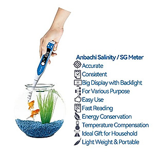 Saltwater Meter Salinity Meter Digital Water Tester Hydrometer Ideal for Hydroponics Aquarium Fish Pond Aquaculture High Accuracy Pen Type Meter Specific Gravity(SG) Salinity and Temperature 3 in 1
