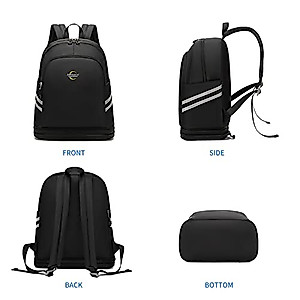 SHOULDCAT Gym Backpack for Women with Shoe Compartment & Wet Pocket & Lunch Compartment, Waterproof Gym Bag Laptop Bookbag(Black)