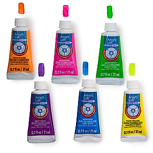 6 Assorted Neon Acrylic Paint Set by Artist's Loft - Academic Level Paint for Drawing, Painting, Art & Crafts Supplies - 1 Pack