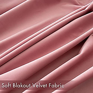 MIULEE Blush Pink Velvet Curtains Thermal Insulated Blackout Curtains/Grommet Window Drapes for Home Theatre/Girls Room/Wedding Decor 52 x 96 Inches Set of 2 Bundle Back Tab Velvet Curtains 2 Panels
