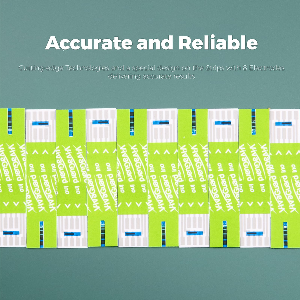 Vivaguard Ino Blood Glucose Test Strips for Diabetes - 100 Counts Accurate Diabetic Test Strips for Monitoring Blood Sugar - Compatible with Vivaguard Ino Glucometers Only, Green