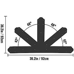 VEVOR Gable Plate, Black Powder-Coated Truss Connector Plates, 12:12 Pitch Gable Bracket, 4 mm / 0.16" Steel Truss Nail Plates, Decorative Gable Plate with Bolts for Wooden Beam Use