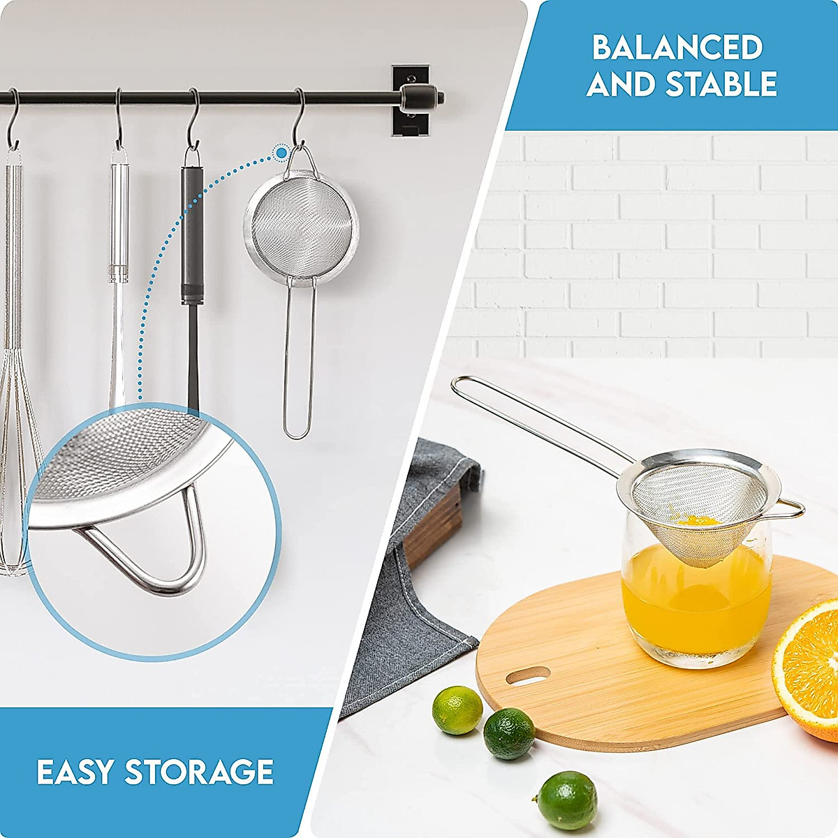 Kafoor Fine Mesh Strainer - 3.3 Inch Conical Sieve - Tea Strainers for Loose Tea, Coffee Strainer, Food Strainer, Juice Strainer, and Much More! (Simple Handle)