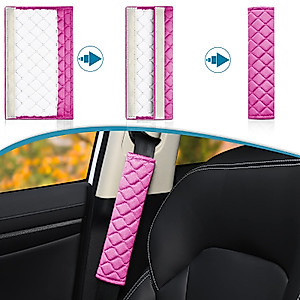 2Pcs Car Seat Belt Cover Pads, Shoulder Seatbelt Pads Cover, Safety Belt Strap Shoulder Pad for Adults and Children (Pink)